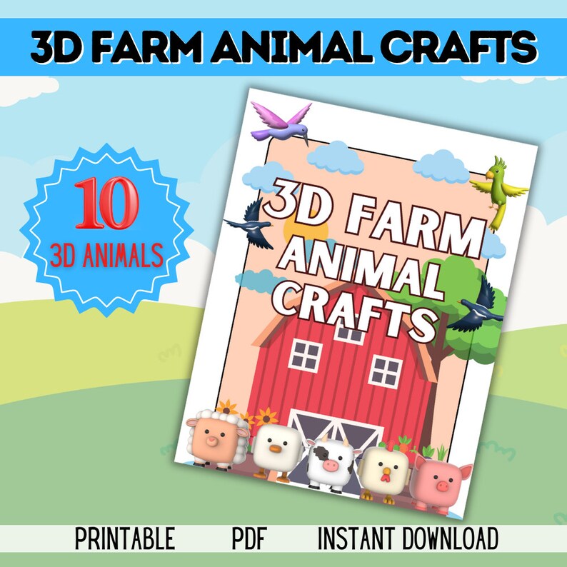 3D Farm Animal Craft - Etsy