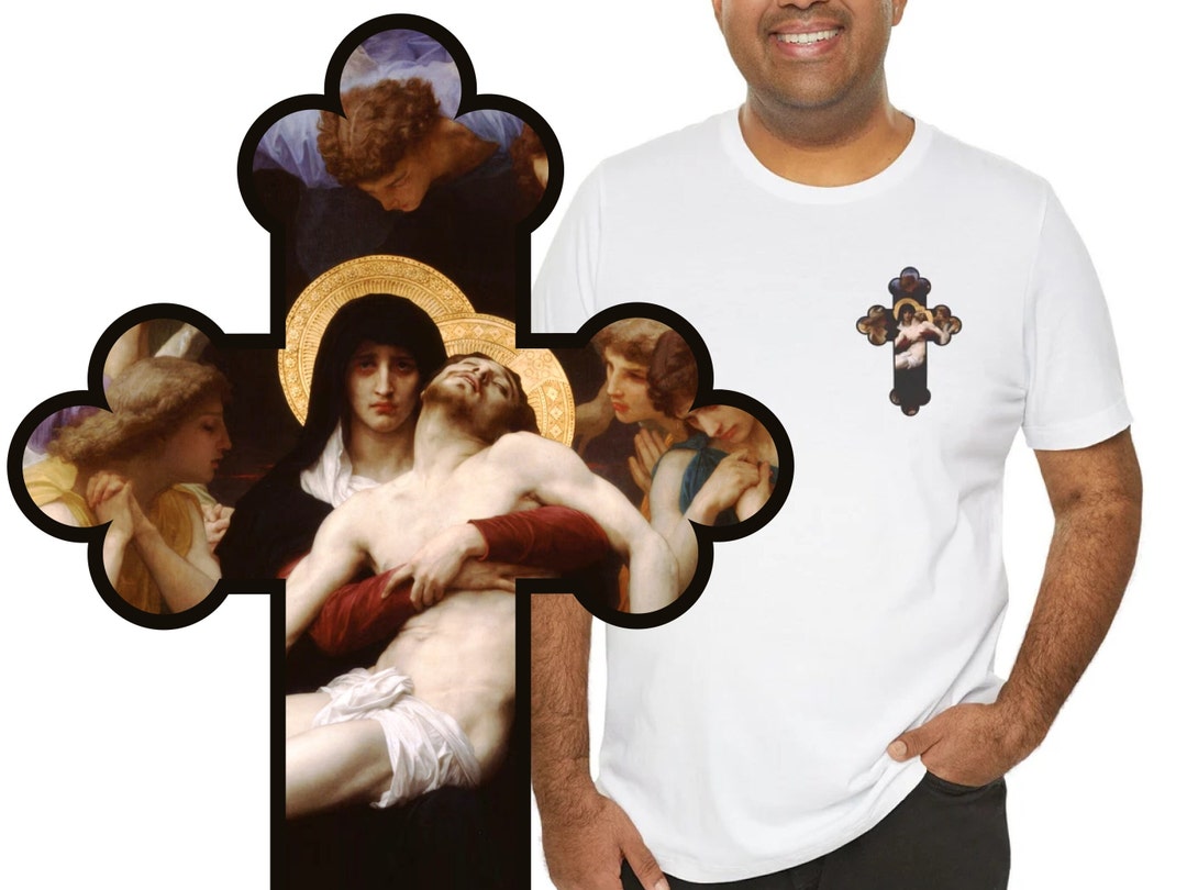 Pieta Mary and Jesus Christ Christian Cross With Mosaic Pocket Design ...