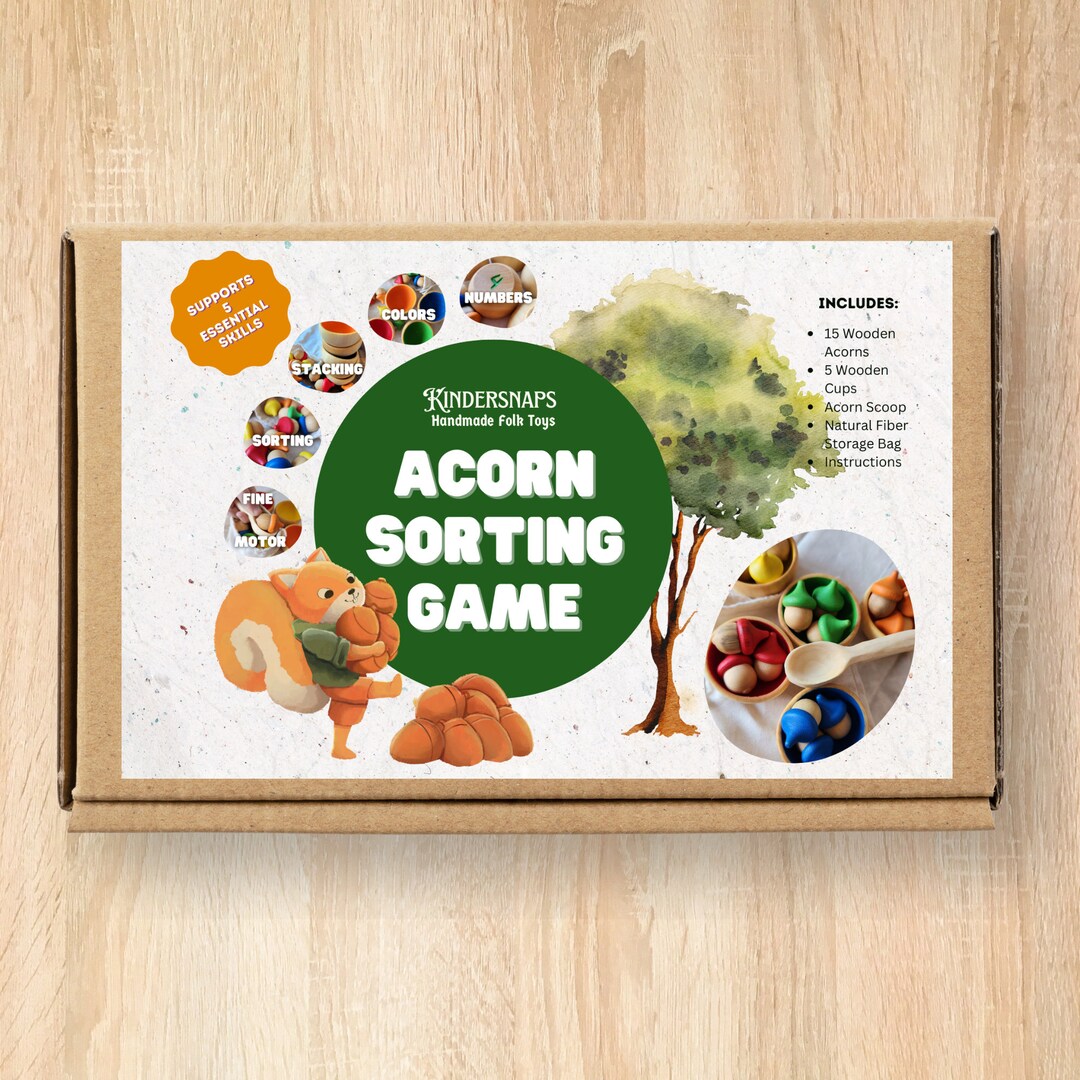 Acorn Sorting Game, Educational Toy Set With Bowls and Scoop - Etsy