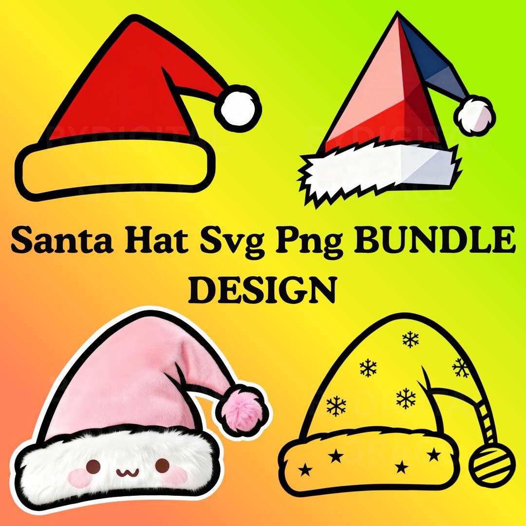 Santa Hat Clipart: Holiday PNG SVG Bundle (digital Download) - Etsy