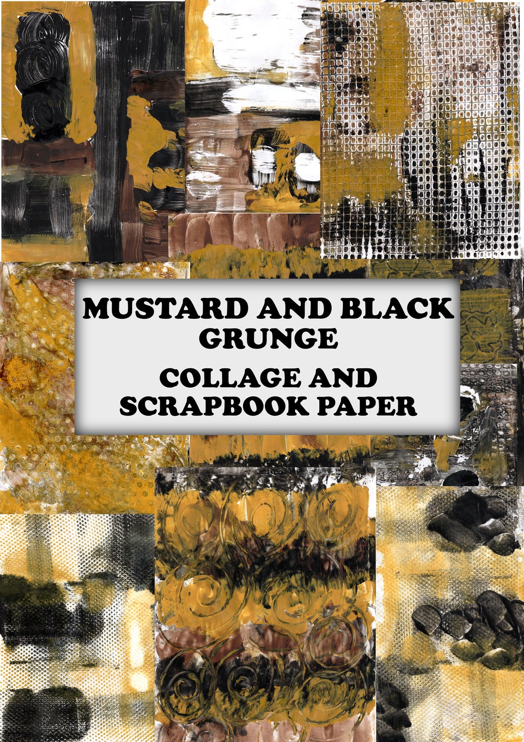 Grunge Scrapbook Paper: Mustard & Black Collage, Steampunk Style ...