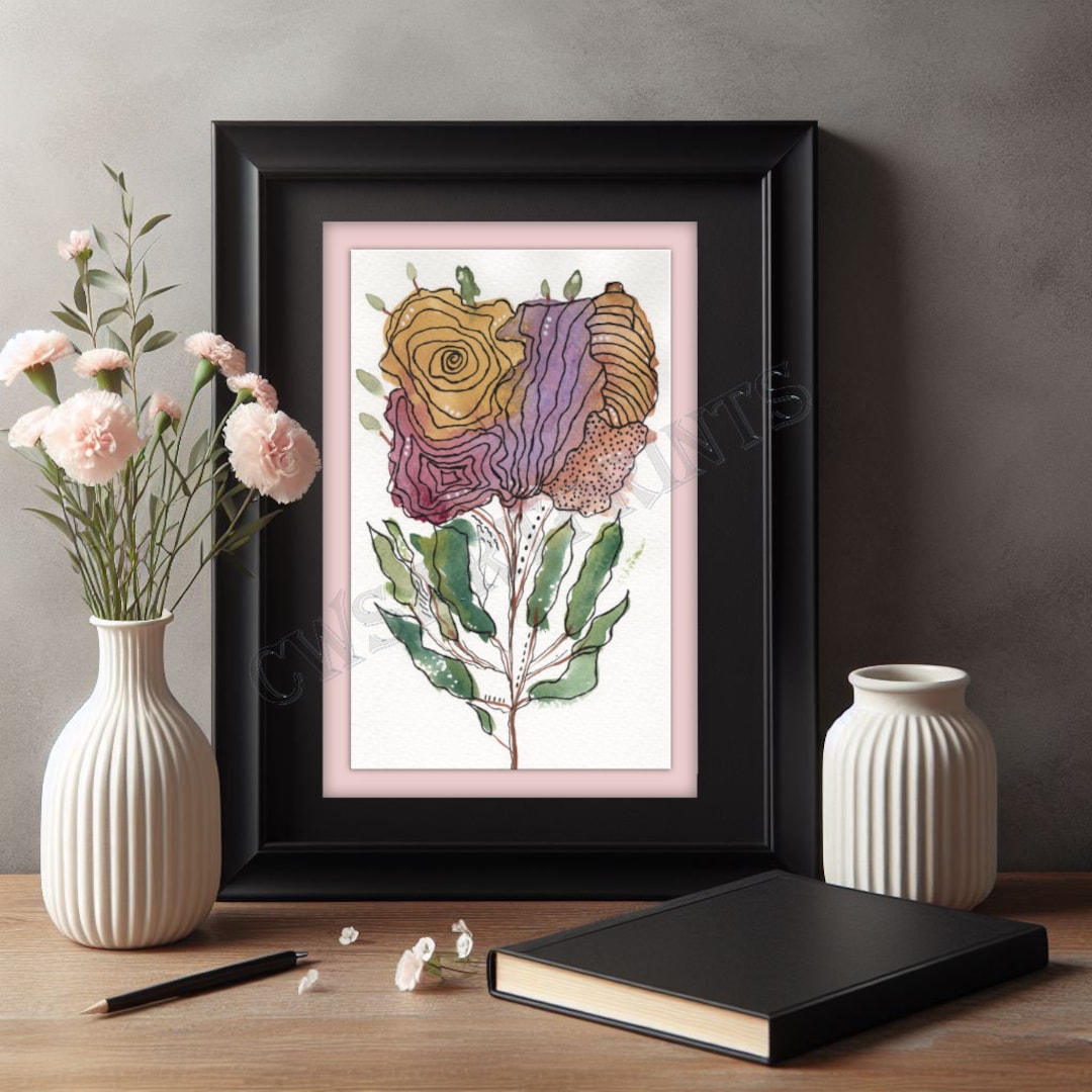 Printable Gift Pack hand Painted Watercolor Painting Fall Floral ...