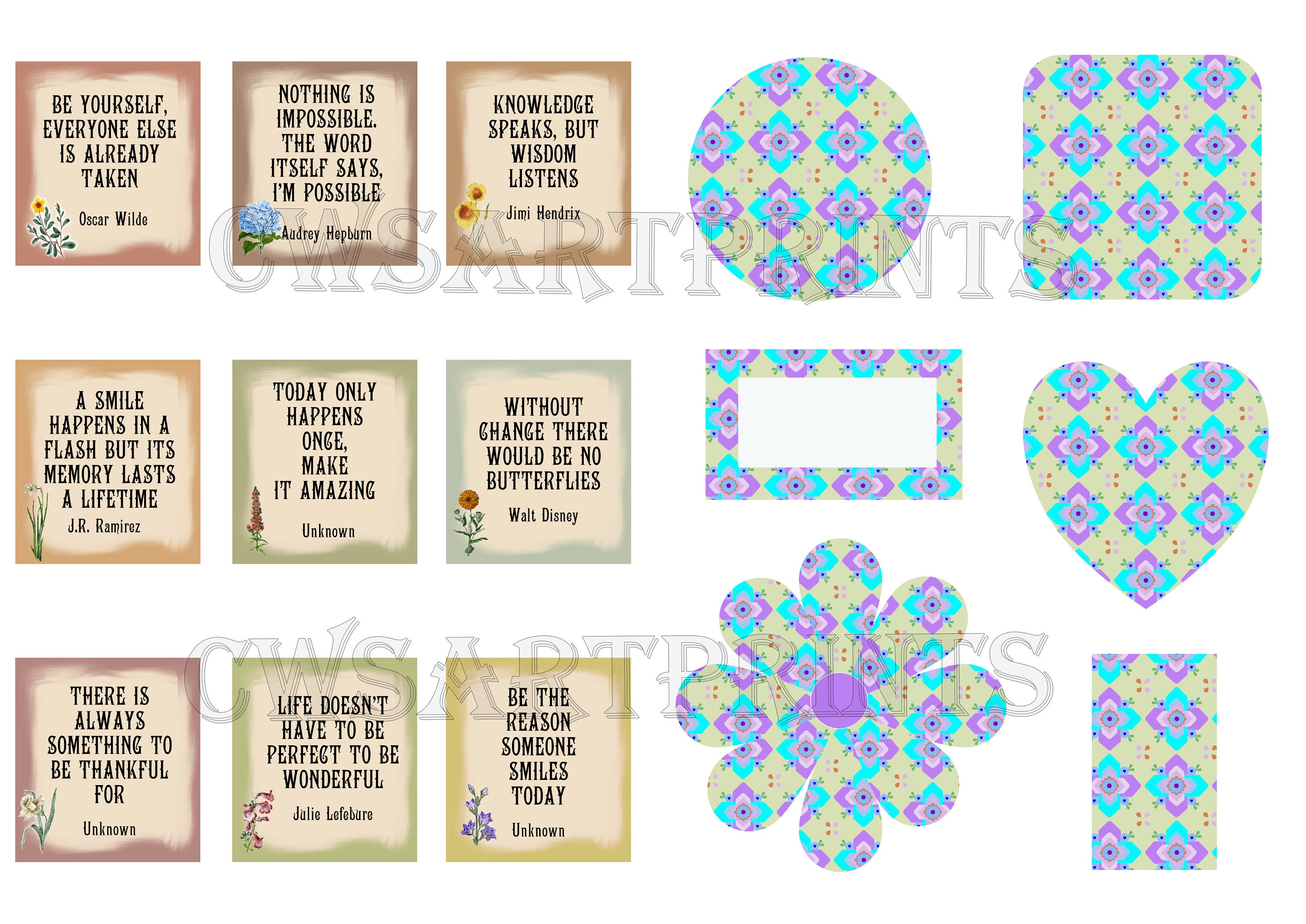 Large Scrapbook Collection Printable Labels, Tags, Craft Sheets, Quote ...