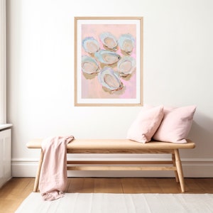 Pastel Pink Oyster Shell Painting: Abstract Coastal Art (digital ...