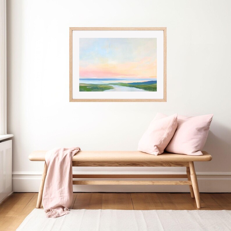 Abstract Marsh Sunset Watercolor Print: Coastal Landscape Art (digital ...