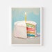 Colorful Birthday Cake Art Print: Pastel Kitchen Dessert Poster ...