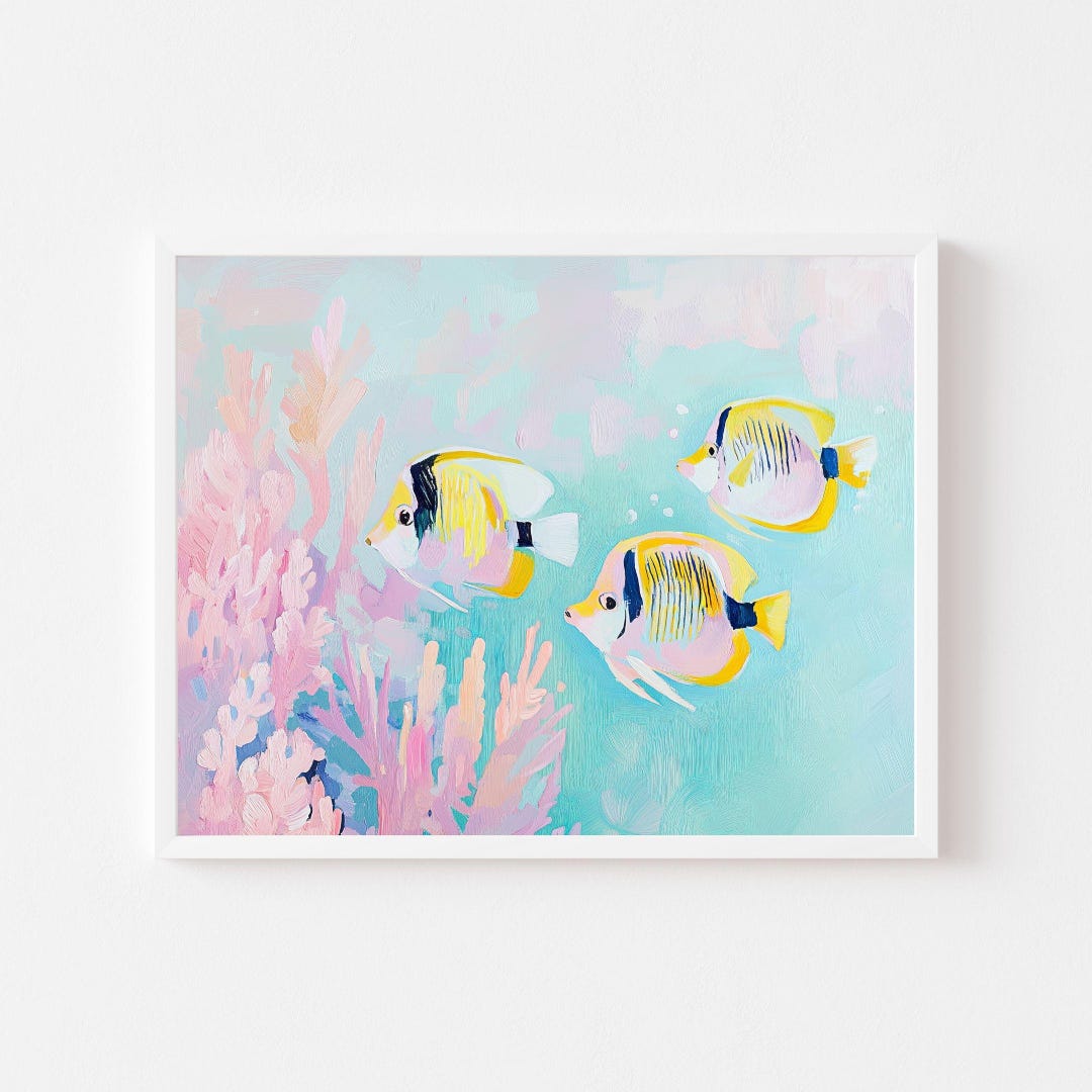 Tropical Fish Painting: Pastel Ocean Coral Art (digital Download) - Etsy