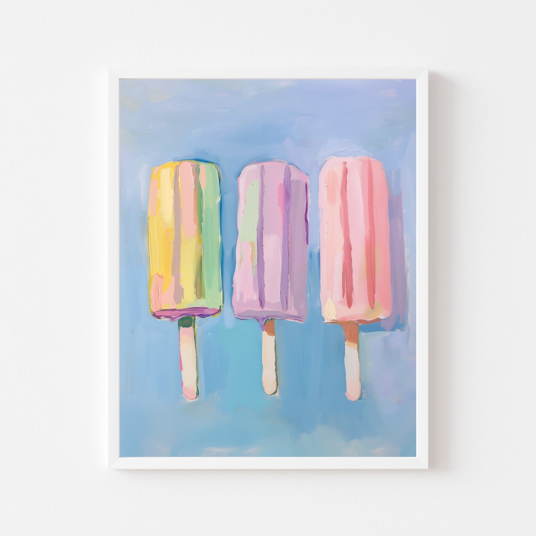 Colorful Popsicle Painting Pastel Summer Food Wall Art Print Trendy Kid ...