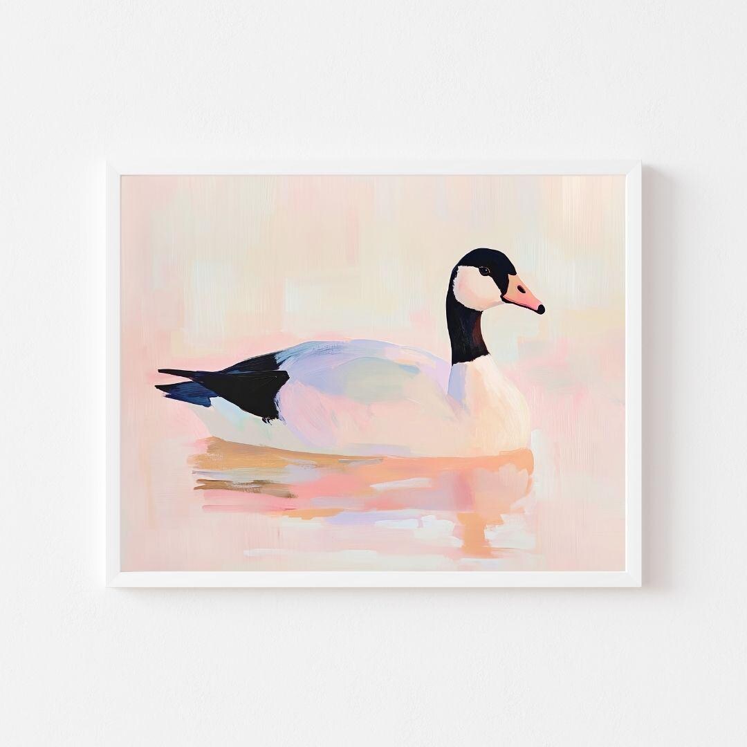 Pastel Goose Painting | Colorful Bird Wall Art Print | Autumn Duck ...