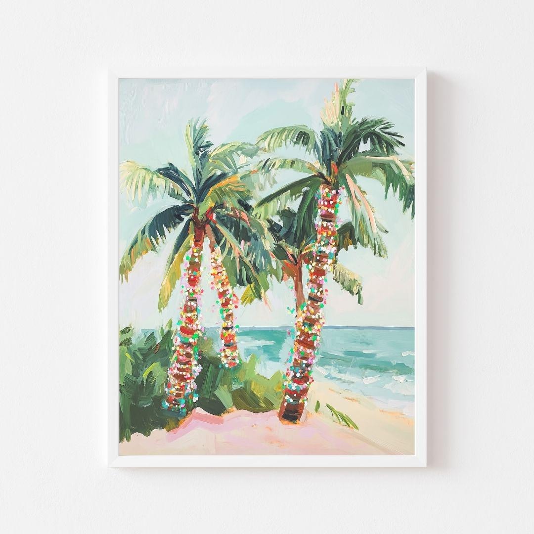 Christmas Palm Trees Painting: Coastal Holiday Art (digital Download ...