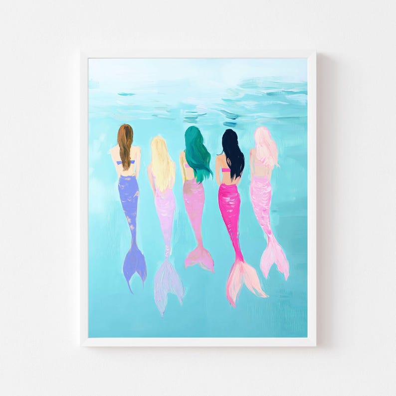Colorful Mermaid Print: Girly Coastal Wall Art (digital Download) - Etsy