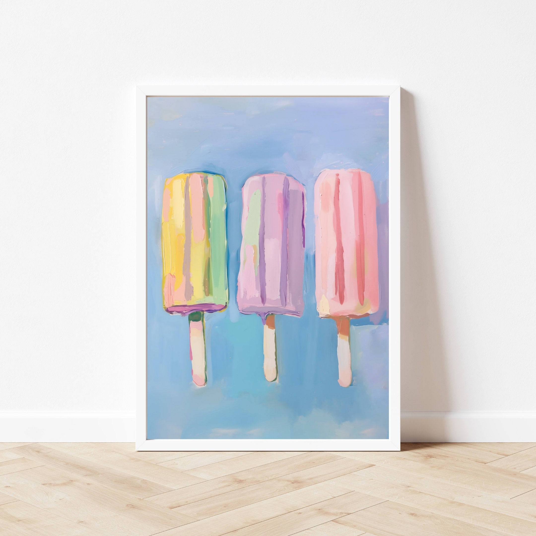 Colorful Popsicle Painting Pastel Summer Food Wall Art Print Trendy Kid ...