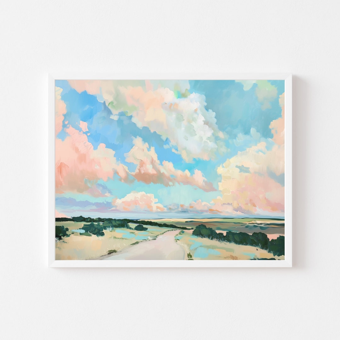 Colorful Hill Country Landscape Painting | Vibrant Texas Sky Wall Art ...