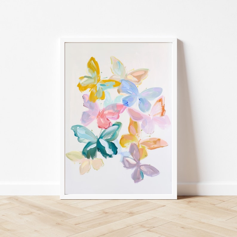 Pastel Butterfly Watercolor Art Print: Girly Tween Room Decor (digital ...
