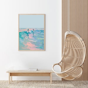 Colorful Surfer Kids Painting | Coastal Tween Wall Art Print | Abstract ...