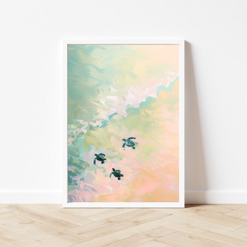 Sea Turtle Painting: Tropical Beach House Art Print (digital Download ...