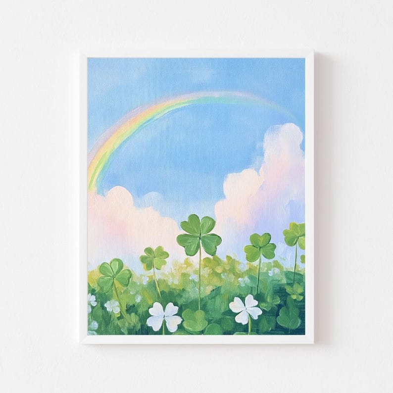 Rainbow Shamrock Print: Pastel St. Patrick's Day Wall Art (digital ...