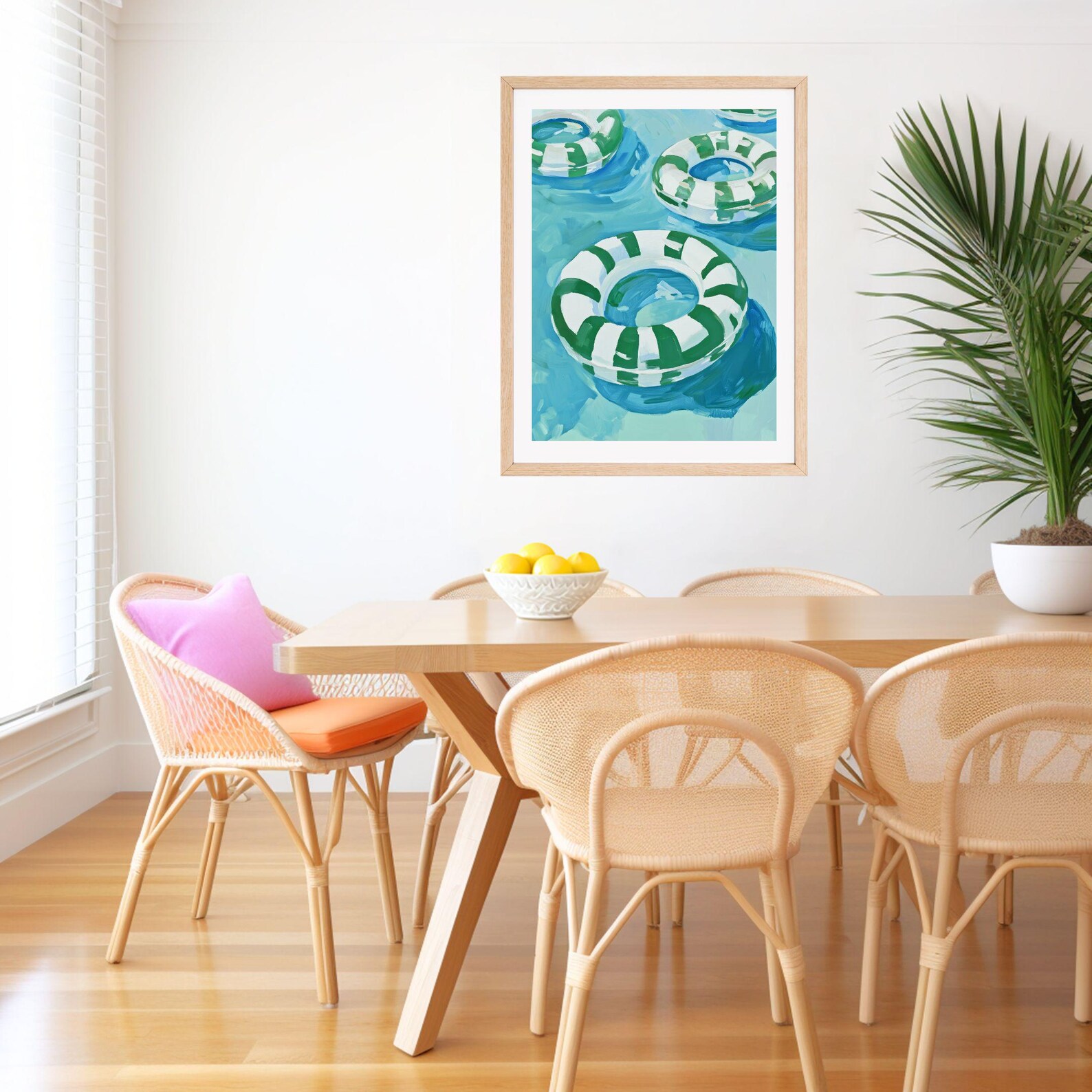 Inner Tube Painting | Green White Stripes, Summer Pool Art (digital ...