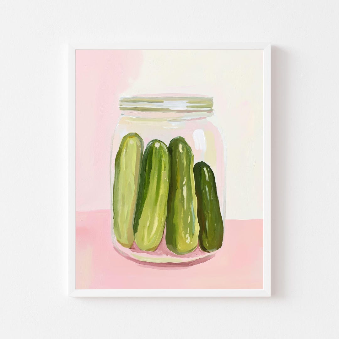 Pickle Jar Painting: Pastel Kitchen Still Life Art (digital Download ...