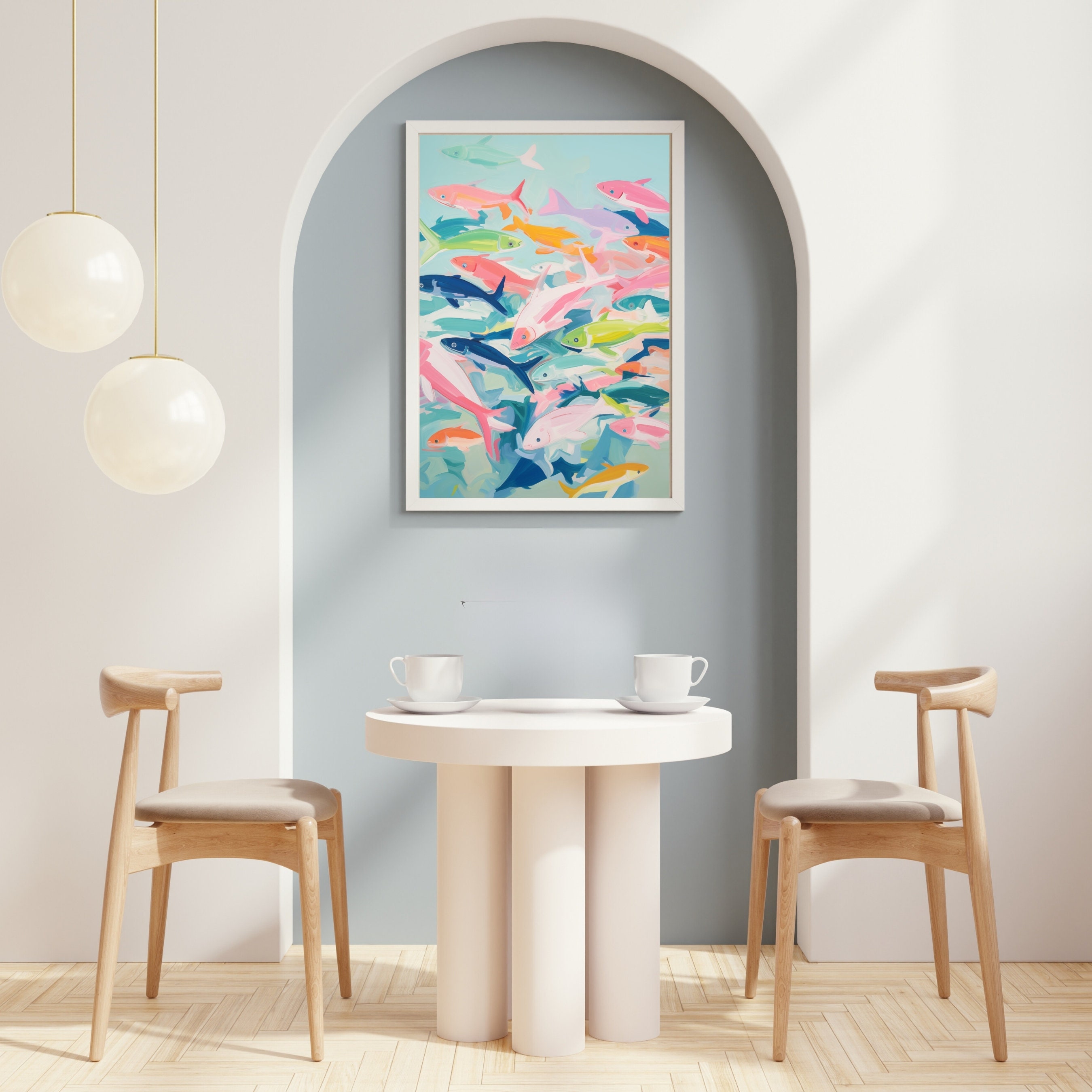 Colorful Fish Painting Digital Download Coastal Wall Decor Beach House ...