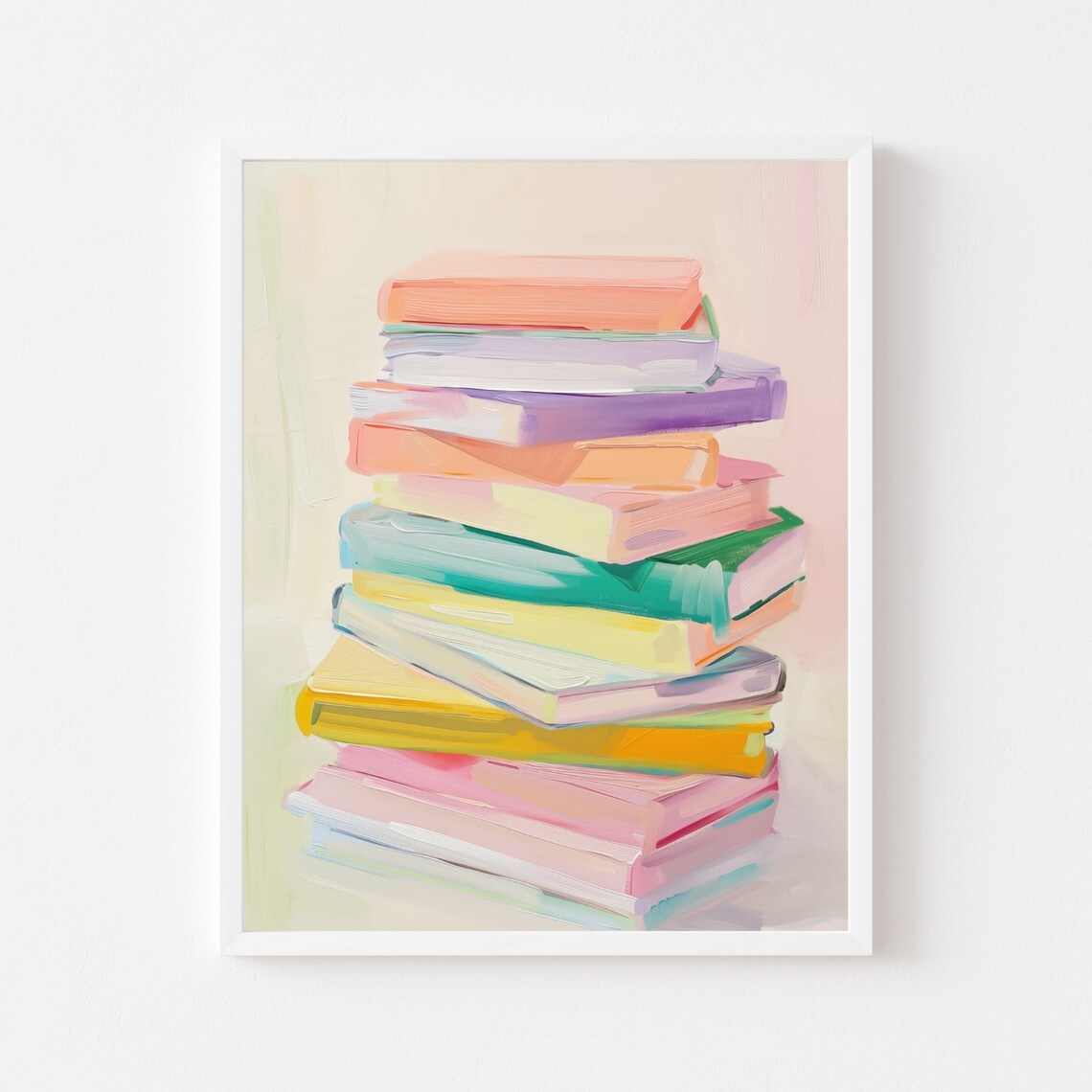 Pastel Book Stack Print: Rainbow Library Wall Art (digital Download) - Etsy