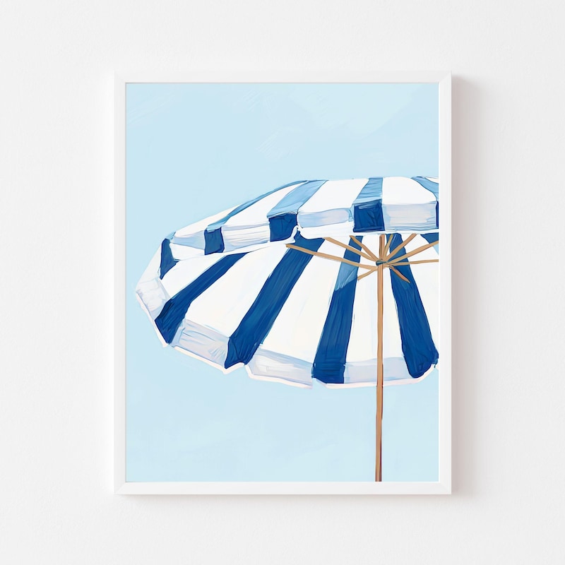Blue Stripe Beach Umbrella - Etsy