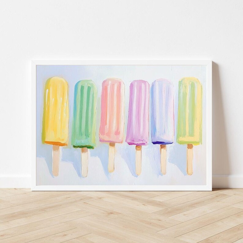 Pastel Rainbow Popsicles Painting: Summer Food Art (digital Download ...