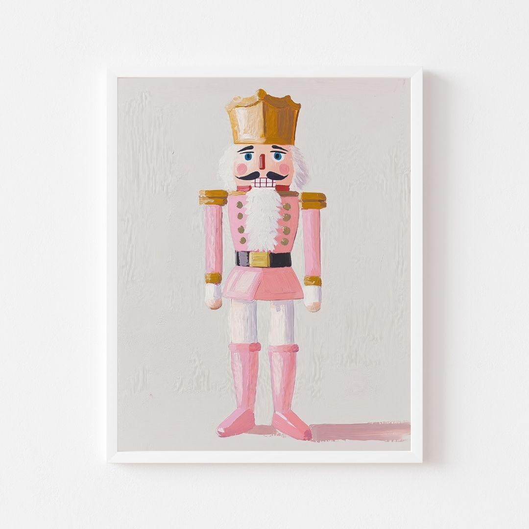 Pink Nutcracker Painting | Pastel Christmas Wall Art Print | Colorful ...