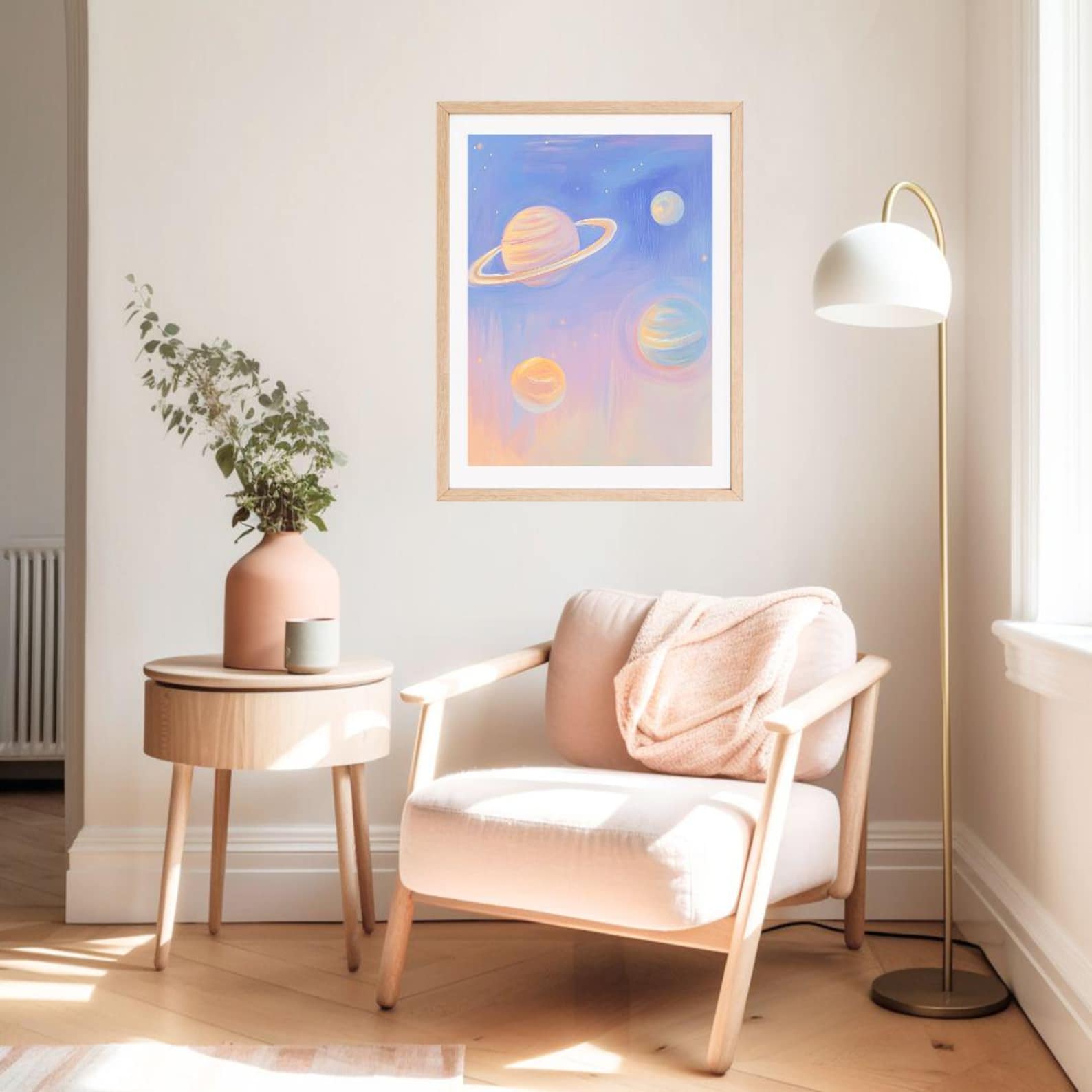 Pastel Planets Watercolor Print: Colorful Galaxy Wall Art (digital ...
