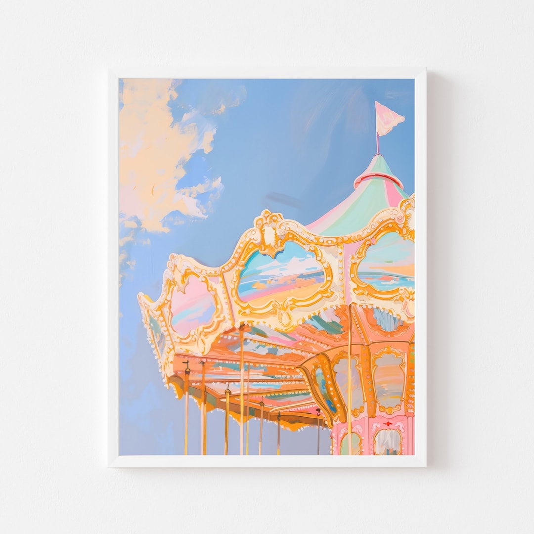Pastel Carousel Art Print: Whimsical Nursery Decor (digital Download ...