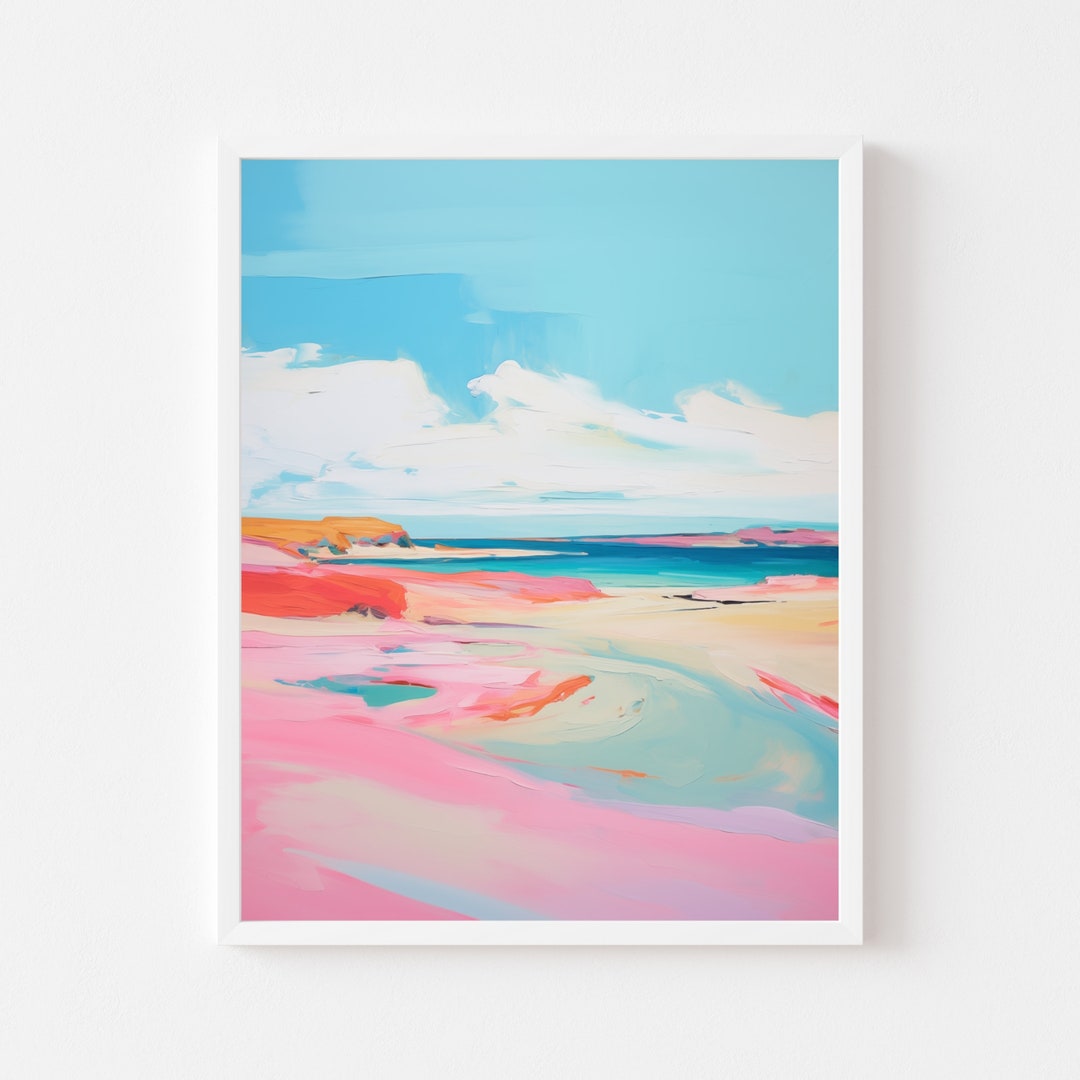 Colorful Abstract Ocean Painting | Pastel Coastal Watercolor Art ...