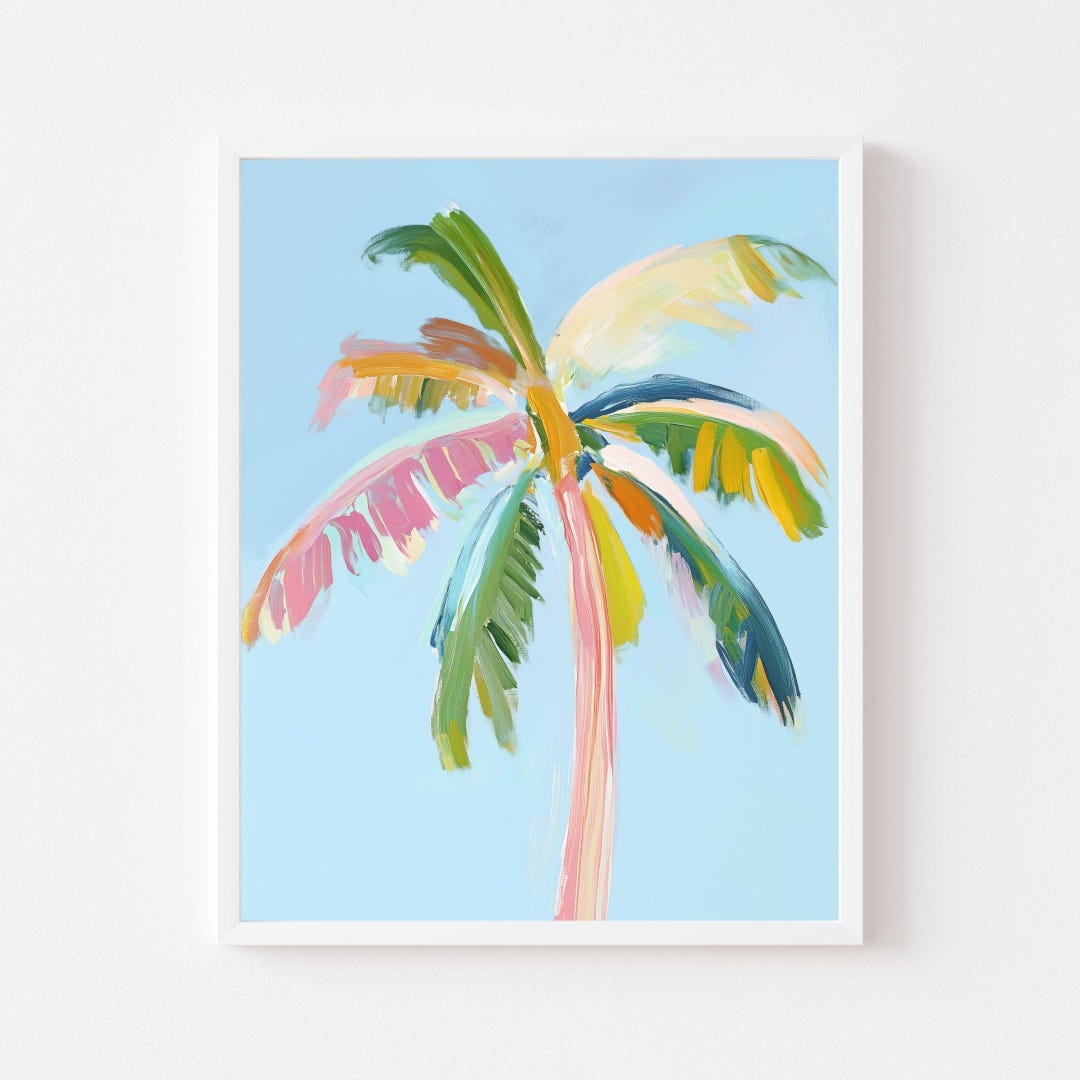 Colorful Palm Tree Art Print: Abstract Tropical Wall Decor (digital ...