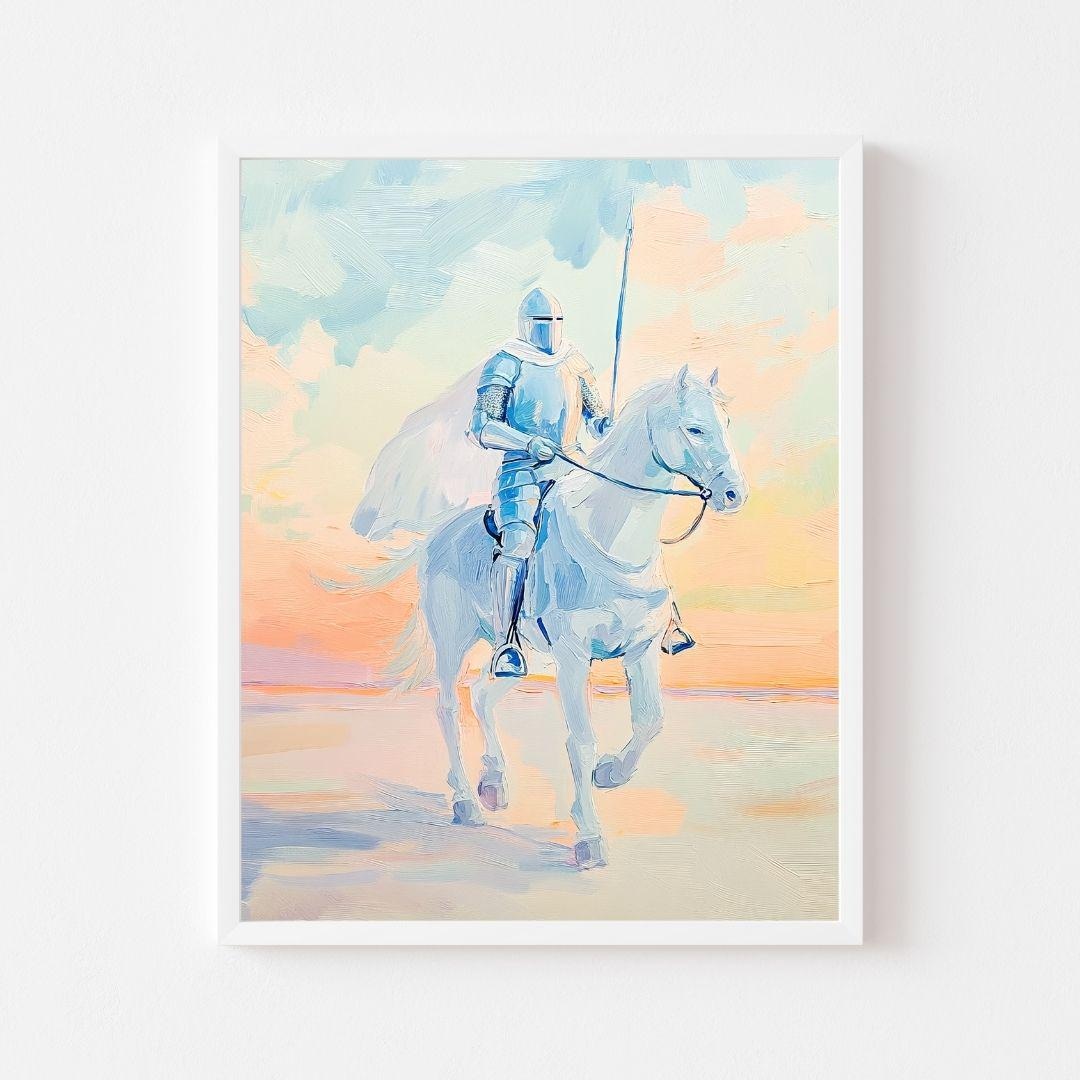 Knight in Shining Armor Print: Pastel Boy's Room Decor (digital ...