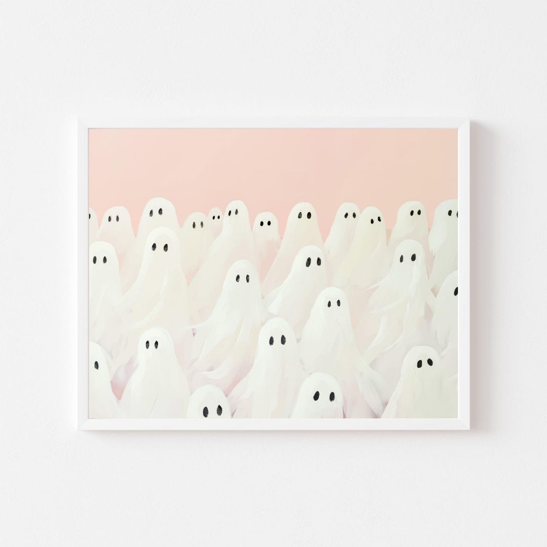 Pink Ghosts Art Print | Spooky Halloween Wall Decor (digital Download ...