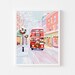 Christmas in London Print: Pink Winter Bus, Snowy City (digital ...