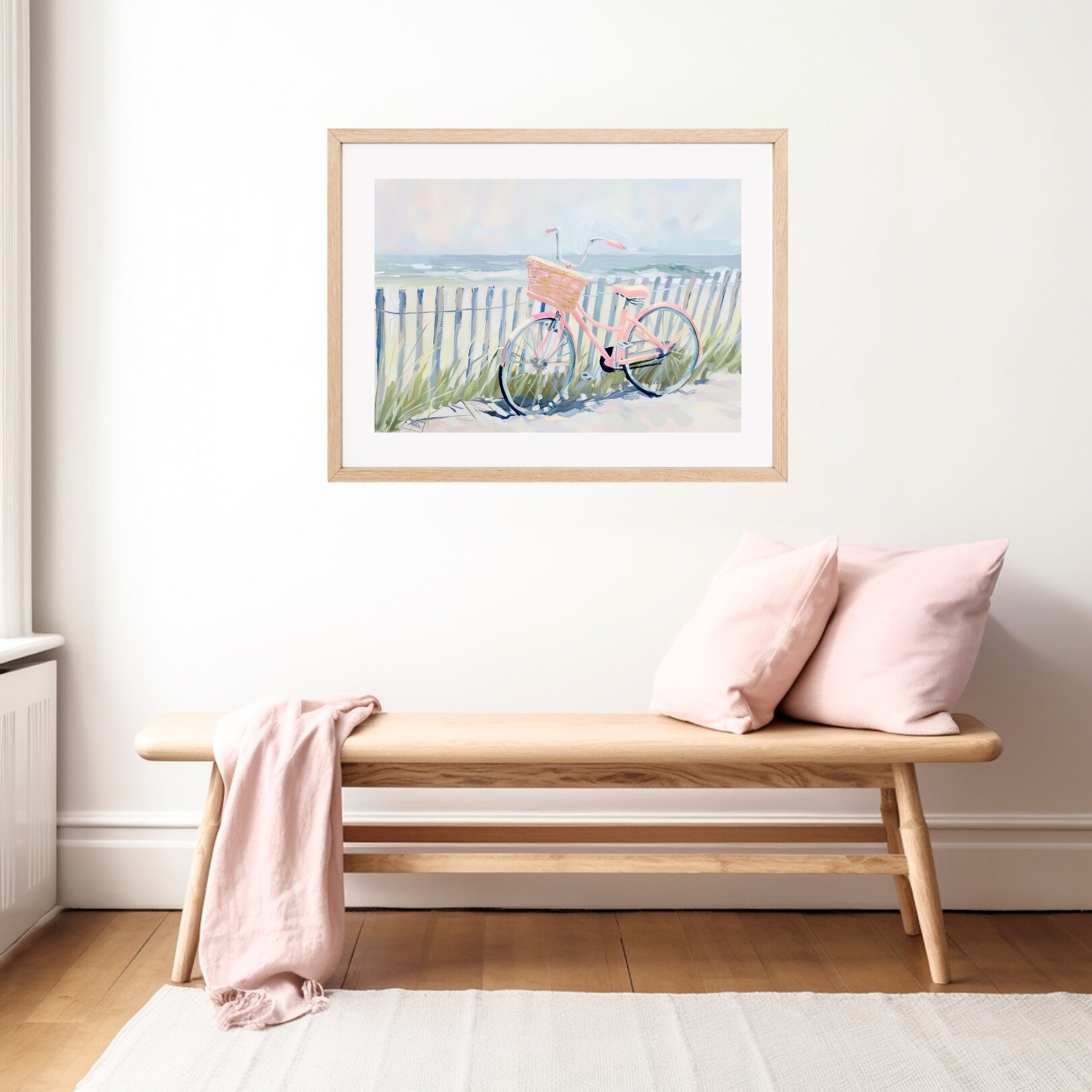 Pink Beach Cruiser Print: Pastel Coastal Seascape (digital Download) - Etsy
