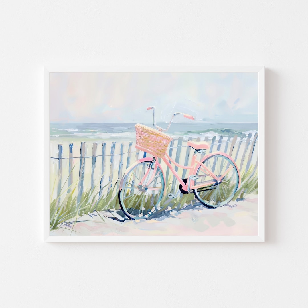 Pink Beach Cruiser Print: Pastel Coastal Seascape (digital Download) - Etsy