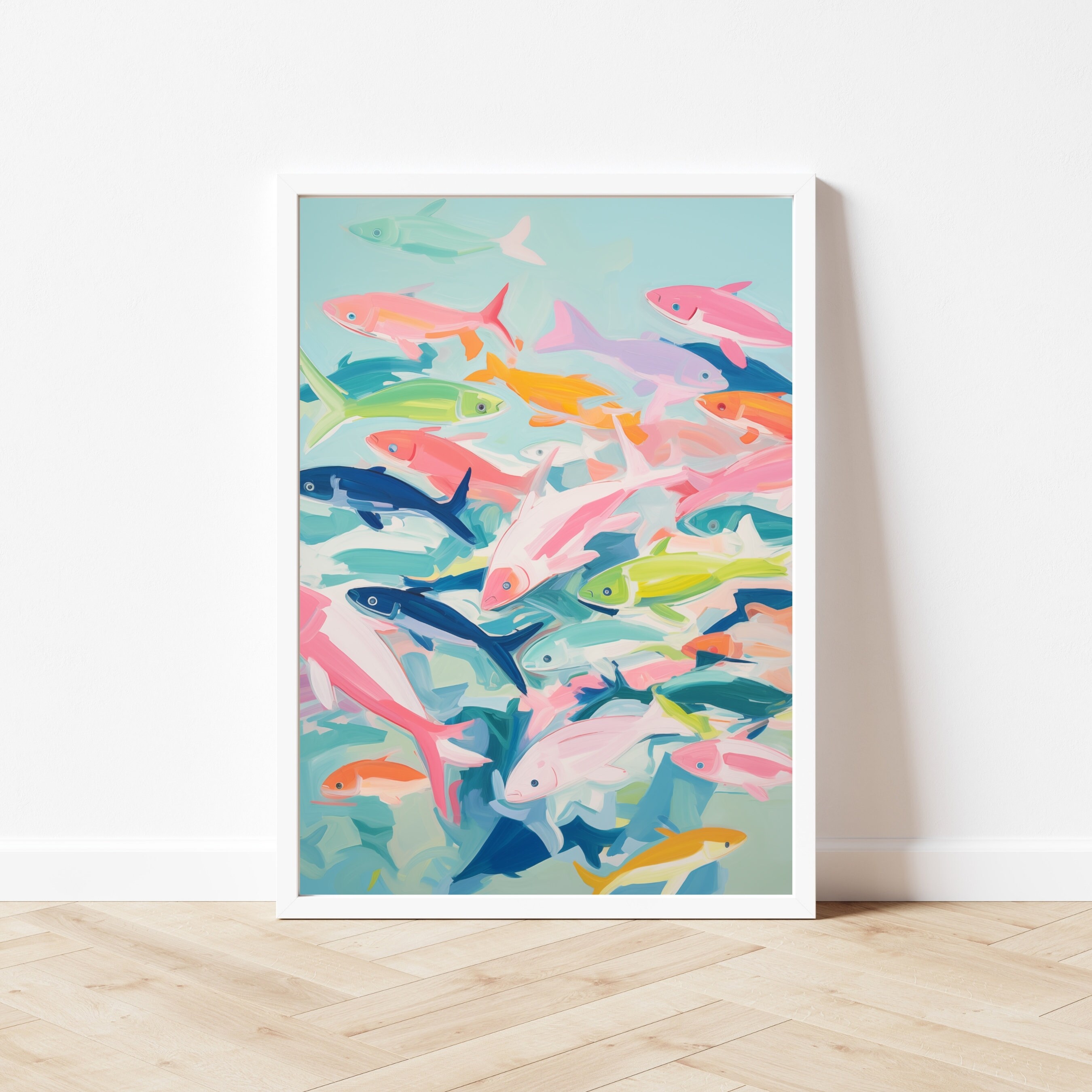 Colorful Fish Painting Digital Download Coastal Wall Decor Beach House ...