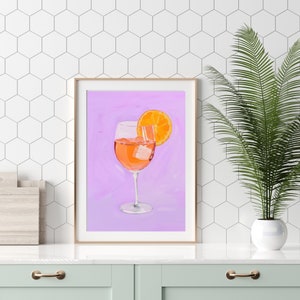 Aperol Spritz Painting | Colorful Cocktail Dining Room Wall Art Print ...