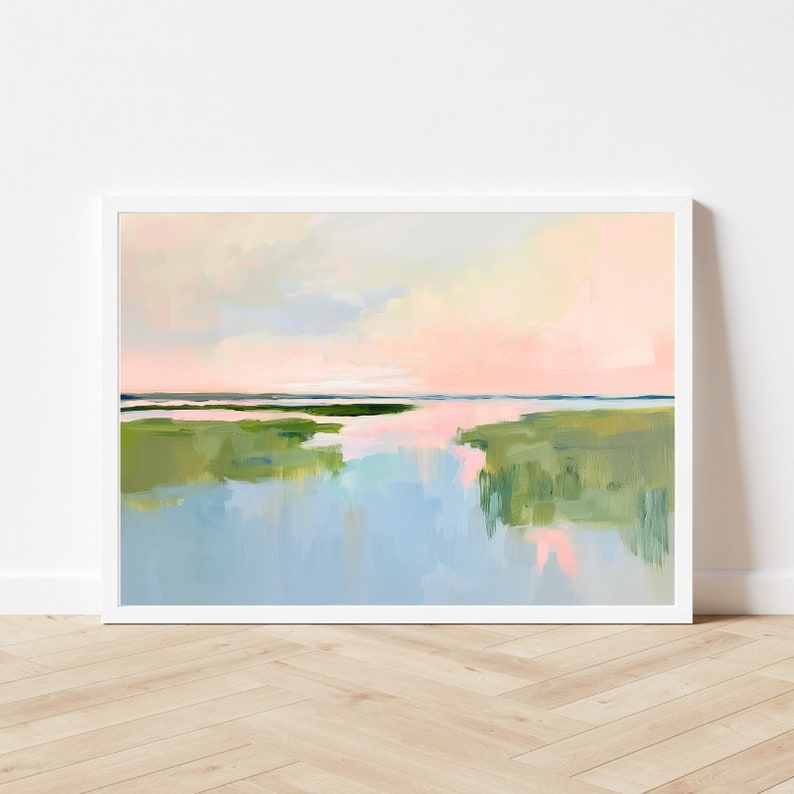 Pink Marsh Sunset Watercolor Print: Lowcountry Coastal Art (digital ...
