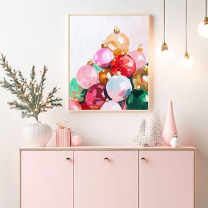 Pile of Vintage Christmas Ornaments Painting Colorful Retro Holiday Art ...