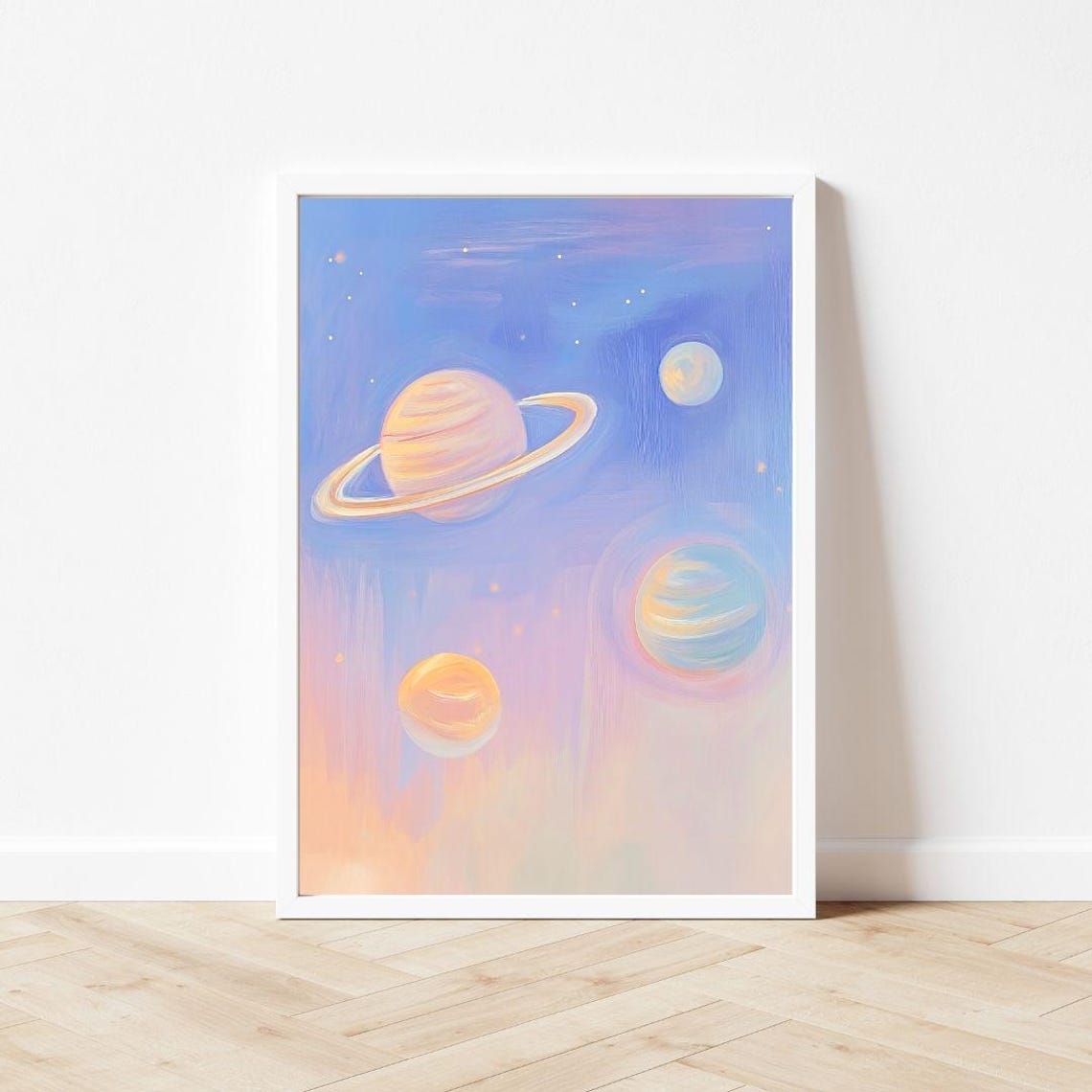 Pastel Planets Watercolor Print: Colorful Galaxy Wall Art (digital ...