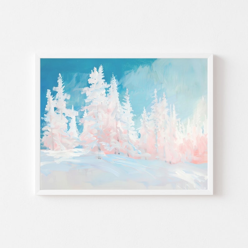 Pastel Winter Forest Painting: Snowy Finland Landscape (digital ...