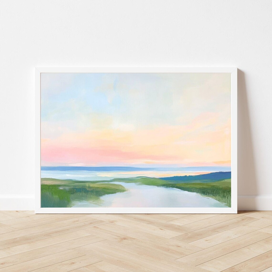 Abstract Marsh Sunset Watercolor Print: Coastal Landscape Art (digital ...