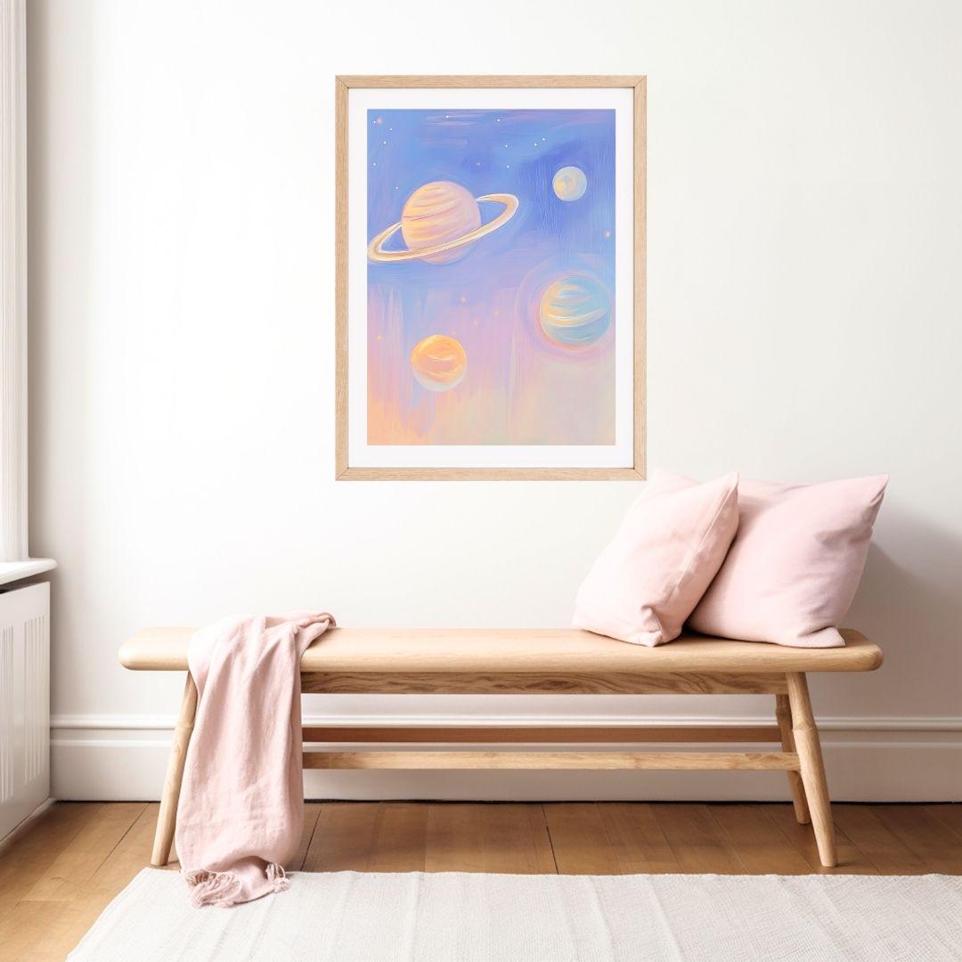 Pastel Planets Watercolor Print: Colorful Galaxy Wall Art (digital ...