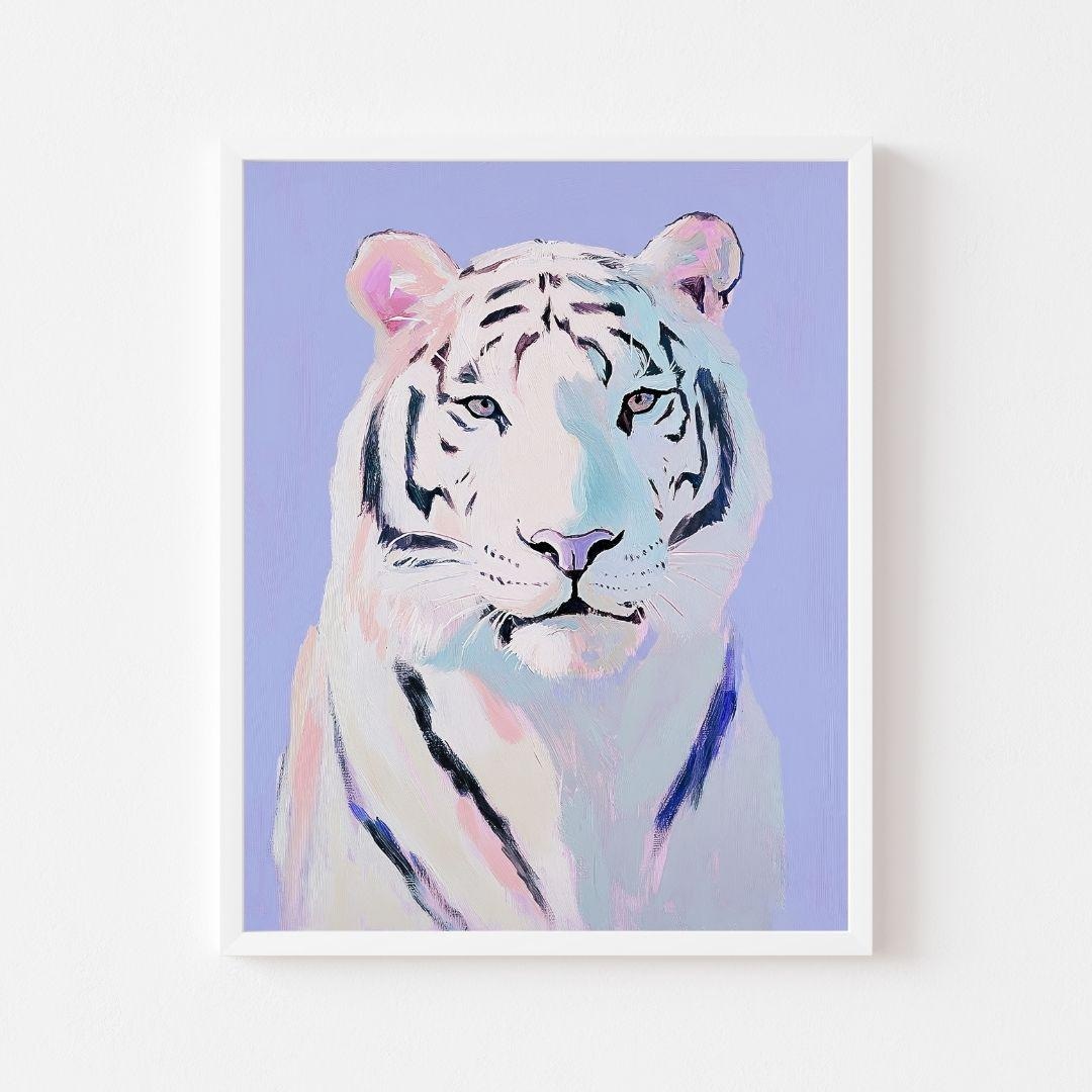 Pastel Siberian Tiger Art Print: Lavender Watercolor Portrait (digital ...