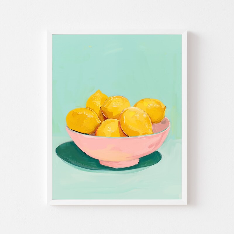 Pink Lemon Bowl Art Print - Etsy