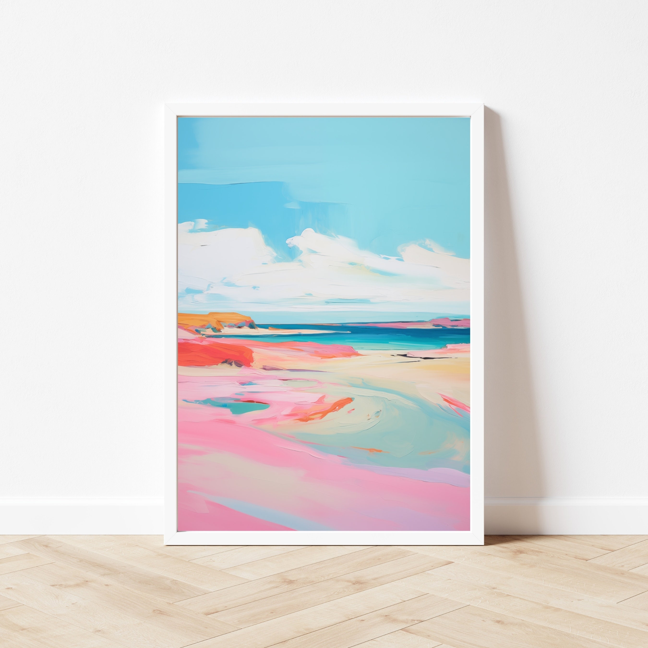 Colorful Abstract Ocean Painting Pastel Coastal Watercolor Art Beach ...