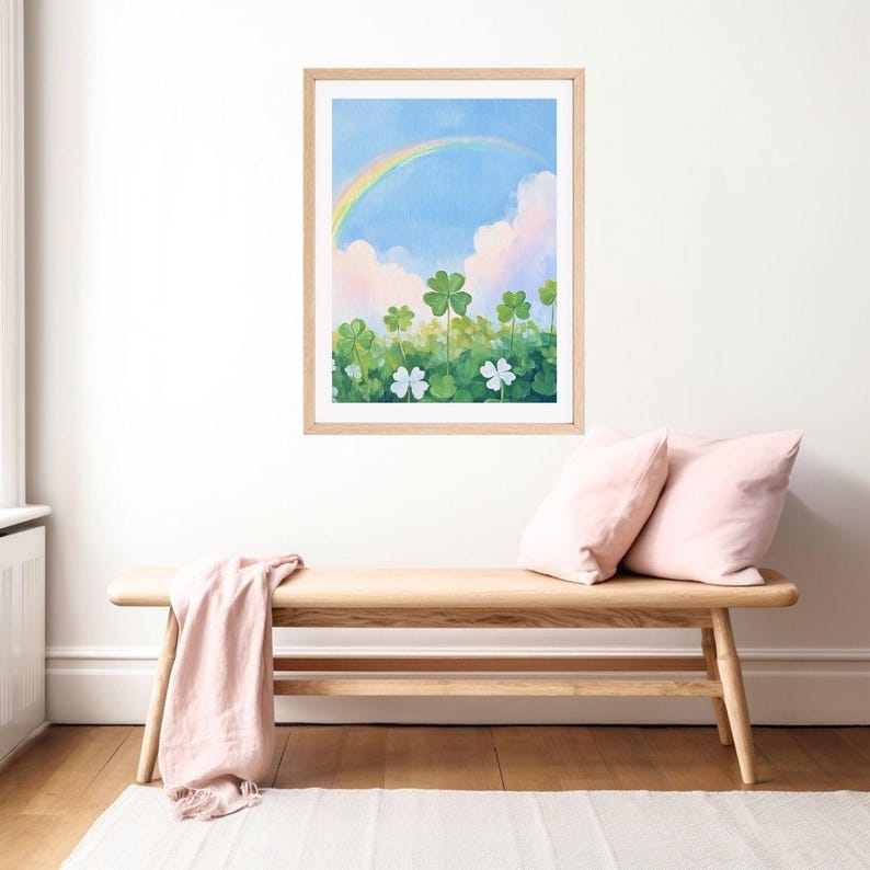 Rainbow Shamrock Print: Pastel St. Patrick's Day Wall Art (digital ...