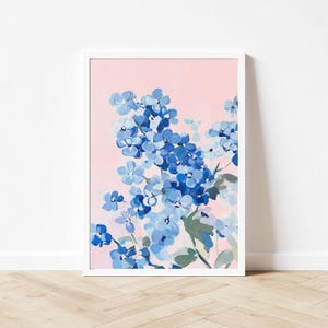 Pastel Forget Me Nots Wall Art Print | Blue and Pink Floral Painting ...